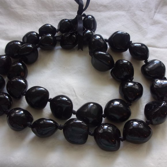 Jewelry | Big Black Chestnut Bead Necklace | Poshmark